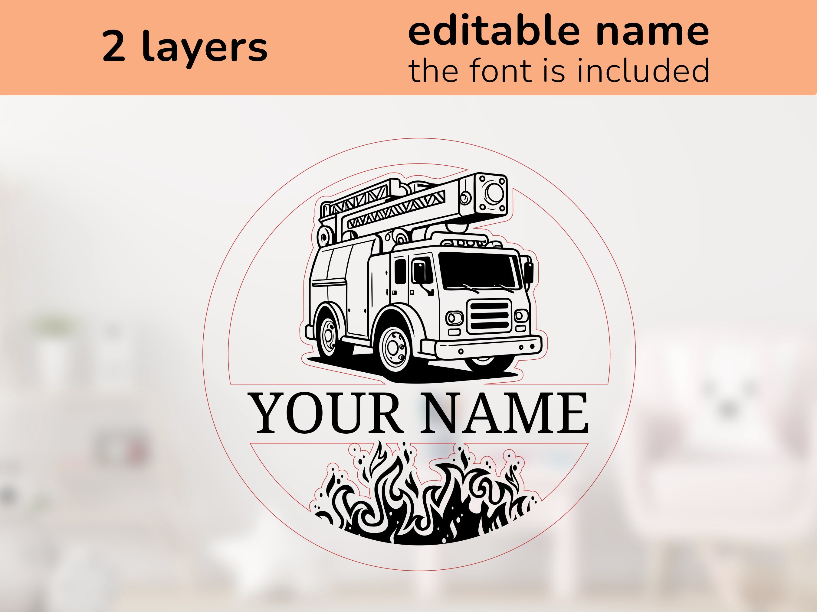 Firefighter Fireman Name Sign Fire Truck Interior Decor Laser Cut ...