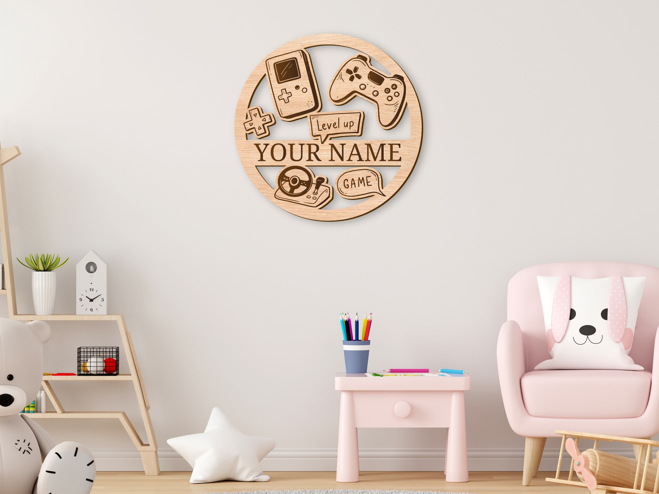 Video Game Gaming Gamer Name Sign Interior Decor Laser Cut Design for ...