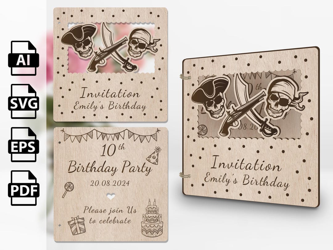 Pirates Invitation Lasercut File for Birthday Engagement Baby Shower ...