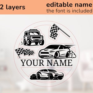 Race Cars Name Sign Vehicles Road Route | Interior Decor | Laser Cut ...
