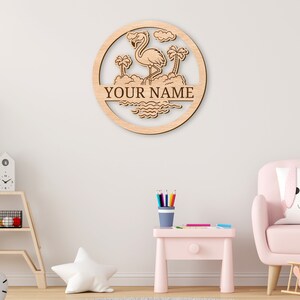 Flamingo Name Sign | Interior Decor | Laser Cut Design | for Kids | Ai ...