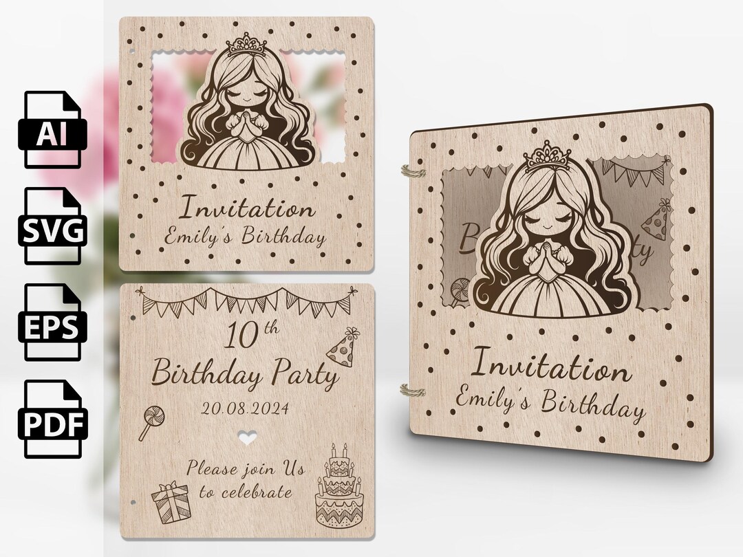Princess Invitation Lasercut File for Birthday Engagement Baby Shower ...