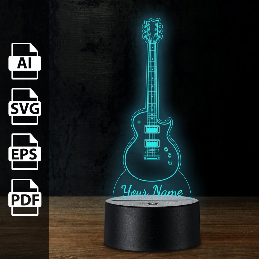 Electric Guitar Music Personalized 3D Lamp Acrylic Led Light | Laser ...