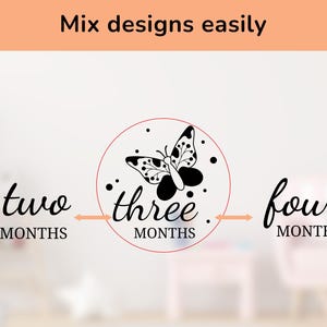 Butterflies - 12 Hand Drawn Monthly Baby Milestones SVG | Set From ...