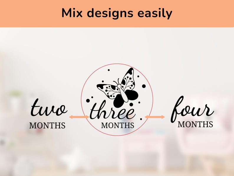 Butterflies - 12 Hand Drawn Monthly Baby Milestones SVG | Set From ...