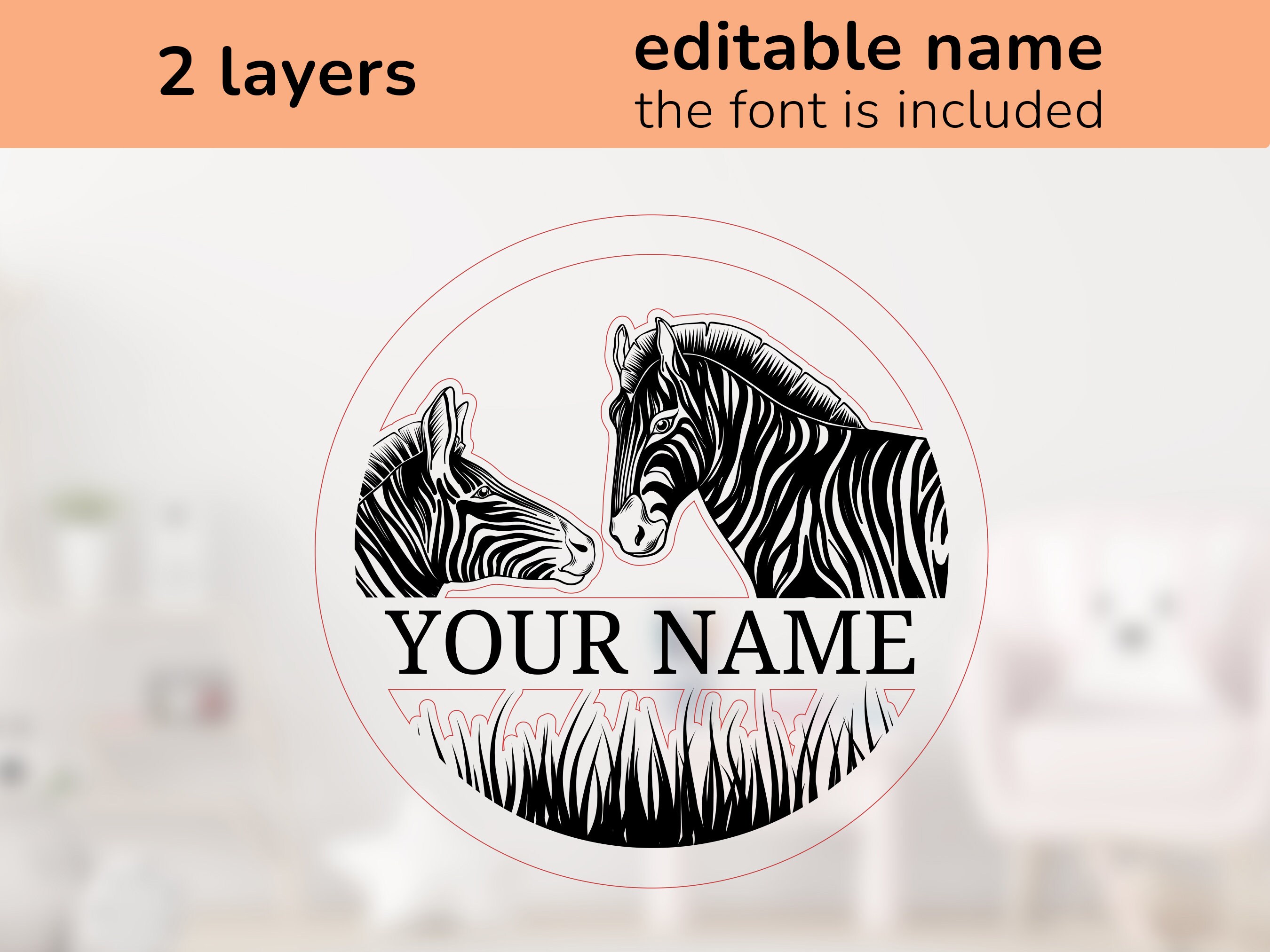 Zebra Safari Animals Name Sign | Interior Decor | Laser Cut Design ...