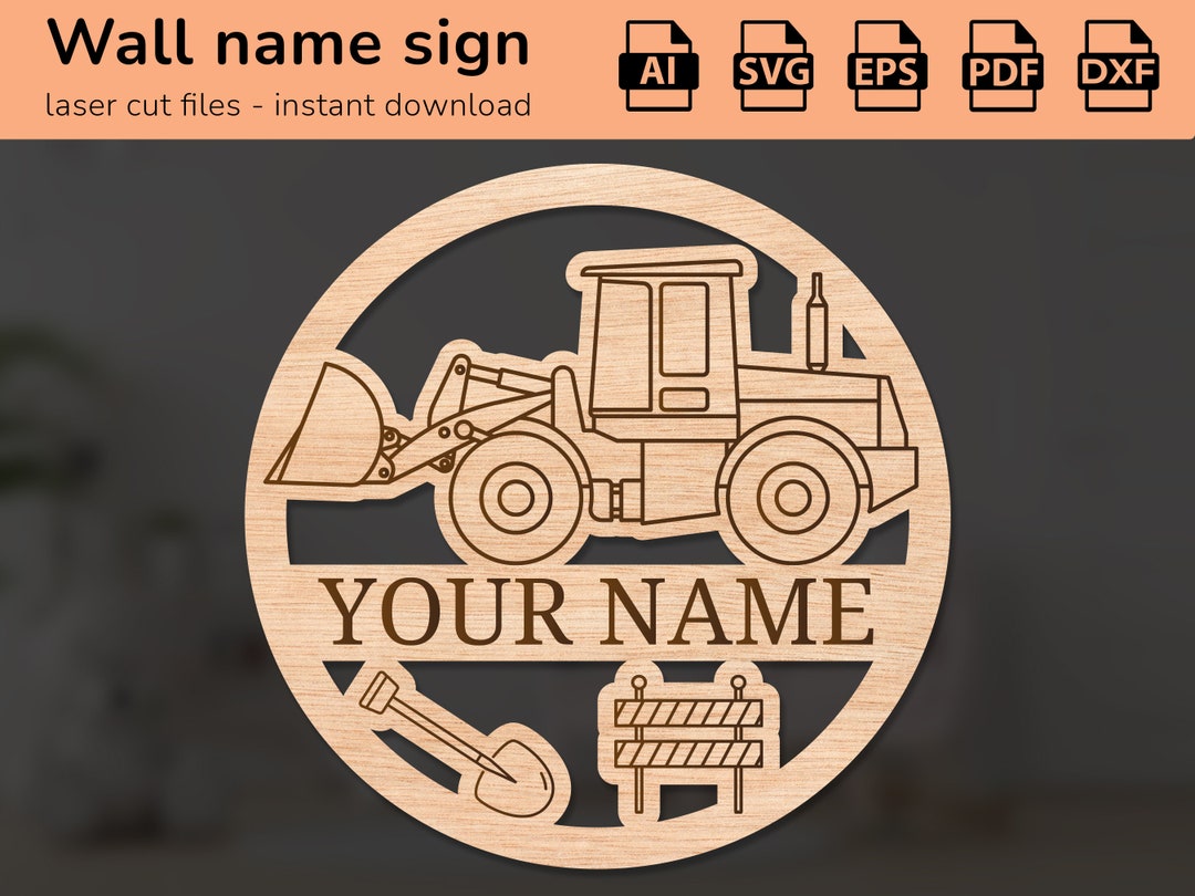 Loader Digger Construction Truck Nursery Wall Name Sign | Interior ...