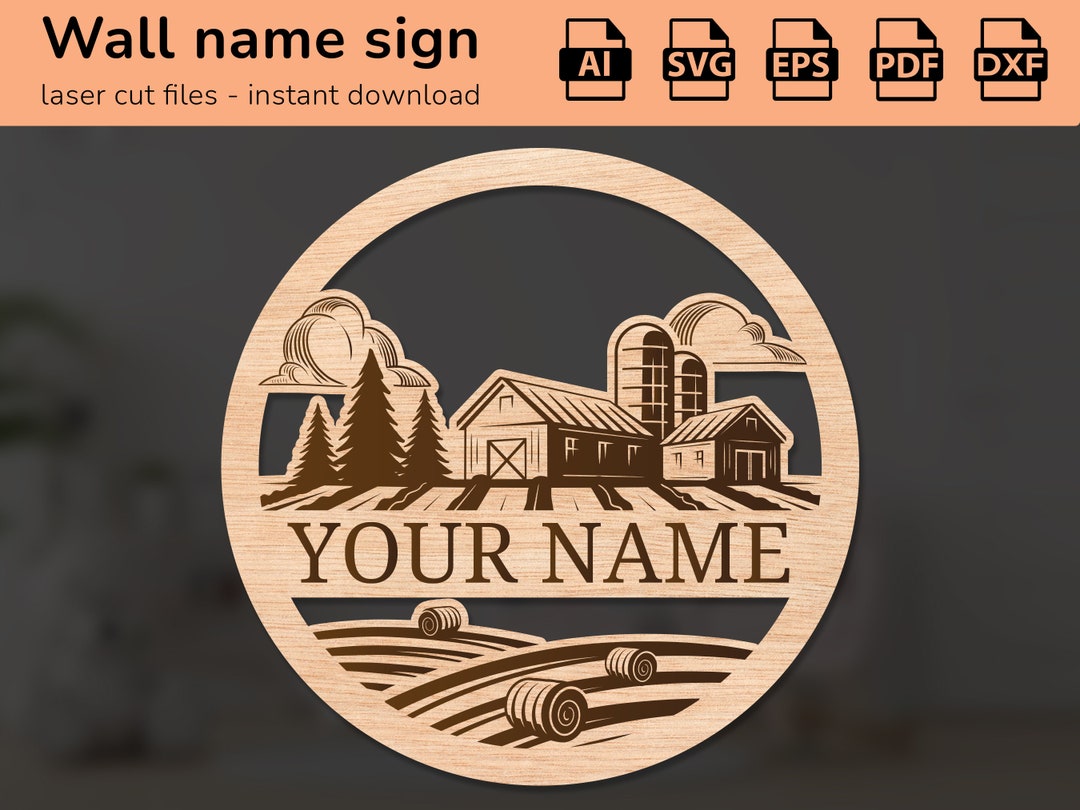 Farm Landscape Nursery Wall Name Sign | Interior Decor | Laser Cut ...