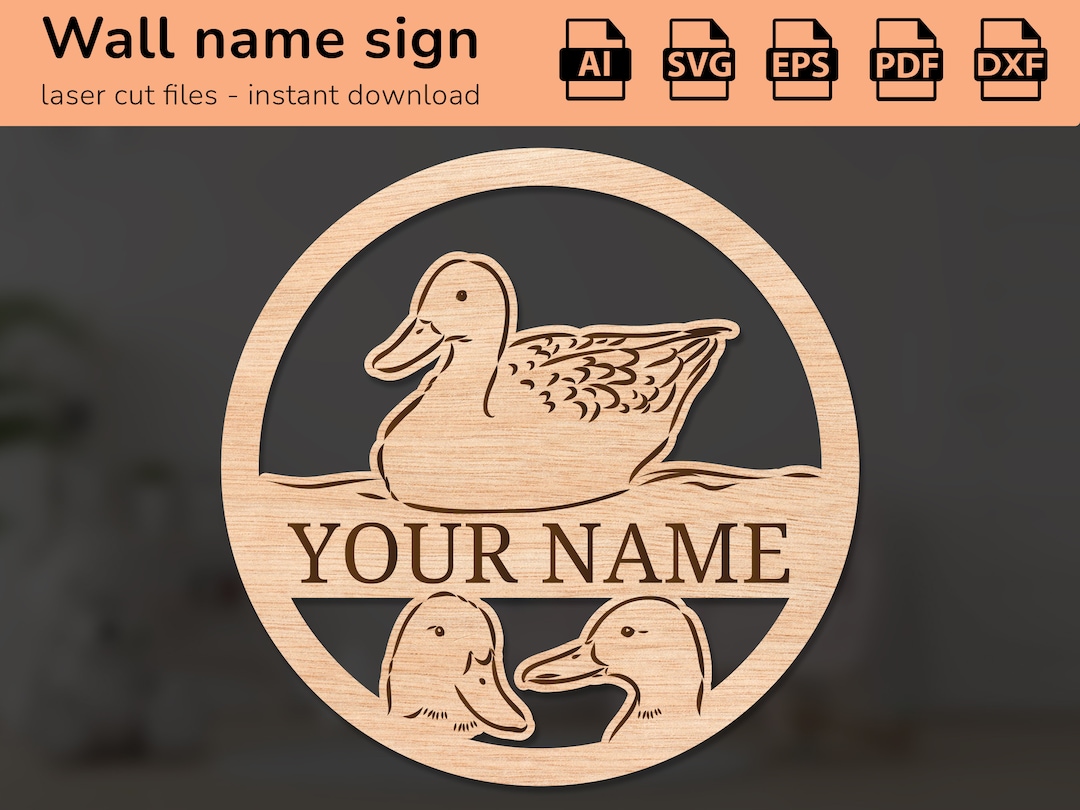 Duck Animal Name Sign | Interior Decor | Laser Cut Design | for Kids ...