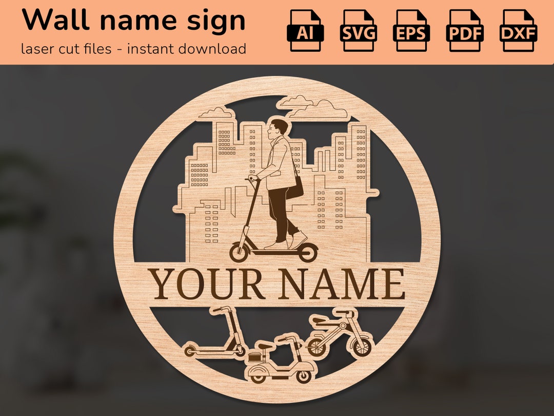 Scooter Rider Nursery Wall Name Sign | Interior Decor | Laser Cut ...