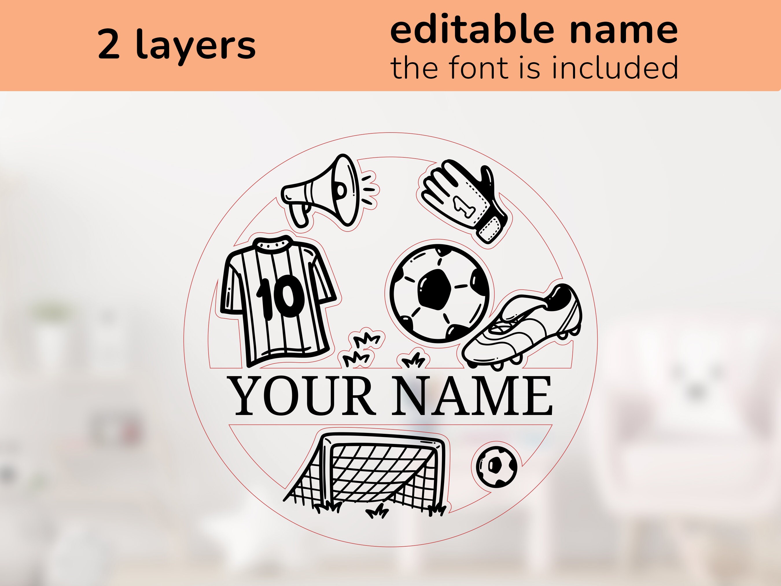 Football Theme Nursery Wall Name Sign | Interior Decor | Laser Cut ...