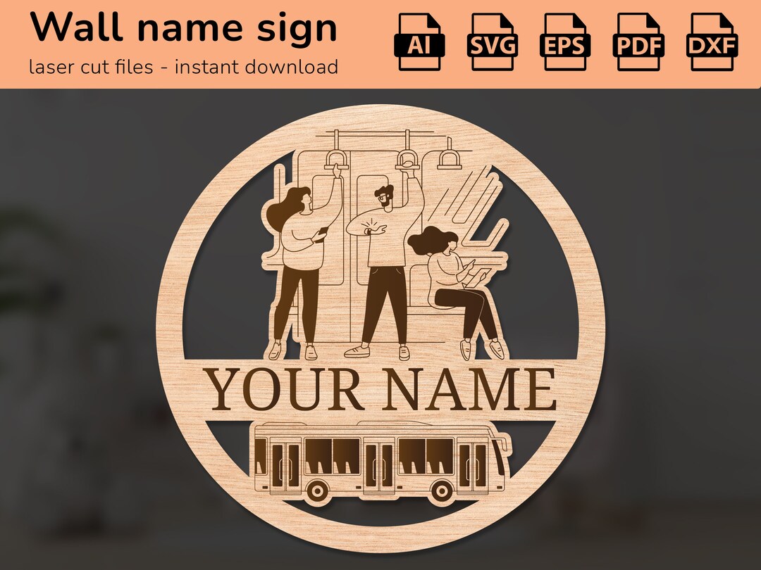 Bus Name Sign Vehicles Road Route | Interior Decor | Laser Cut Design ...