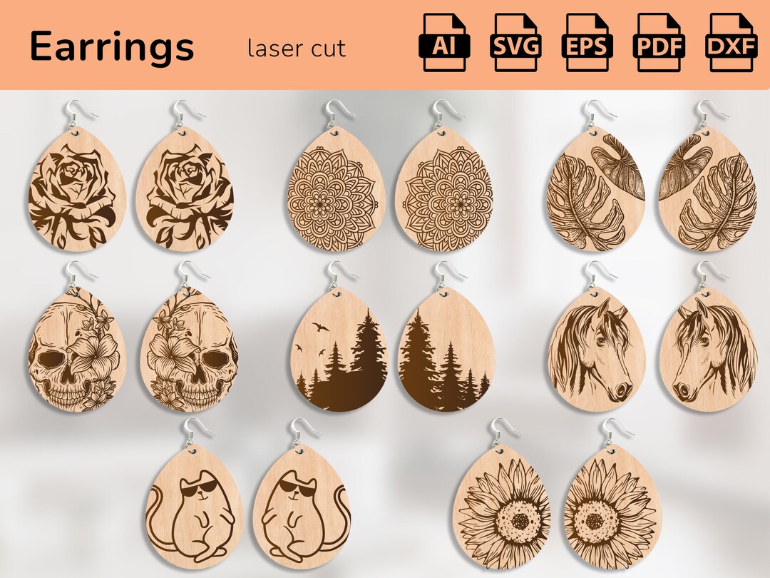 8 Earrings Bundle Laser Cut Tear Drop Templates for Women Jewelry ...
