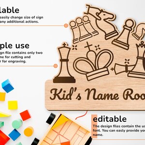 Chess Game Name Sign | Interior Decor | Laser Cut Design | for Kids ...