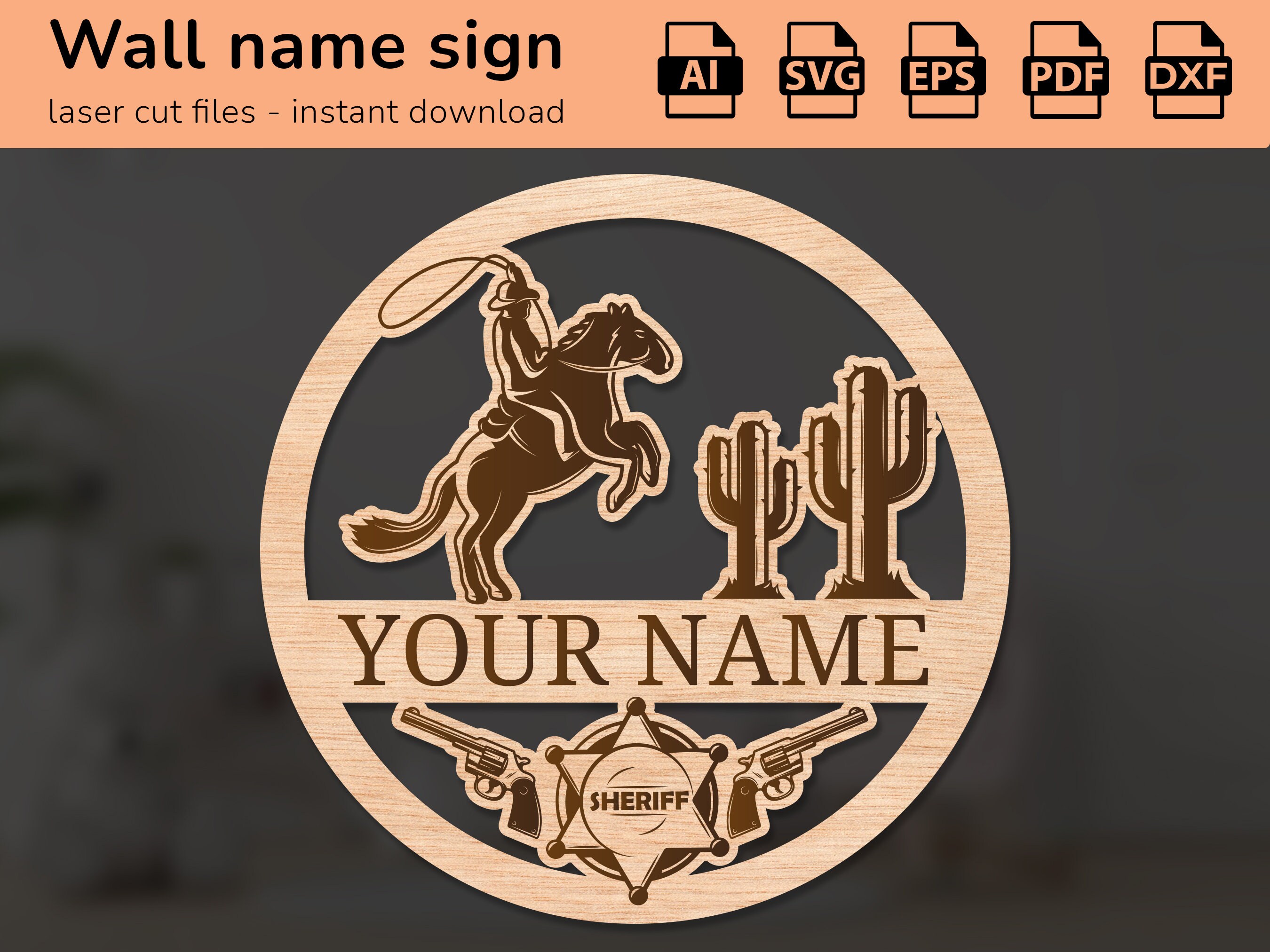 Sheriff Cowboy Nursery Wall Name Sign | Interior Decor | Laser Cut ...