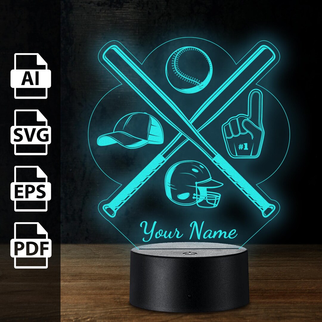 Baseball Play Game Personalized 3D Illusion Lamp Acrylic Led Light ...