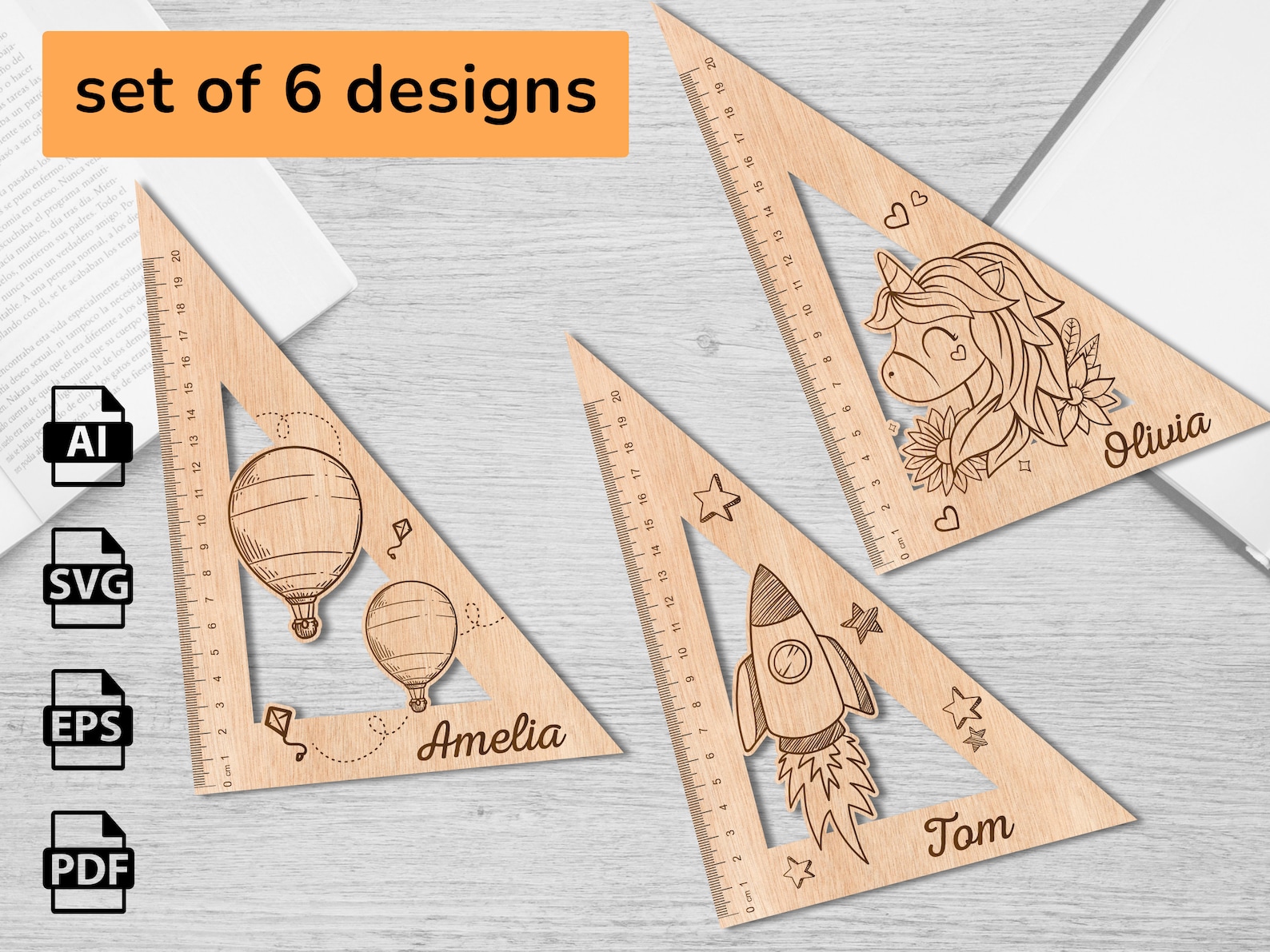 Triangle Ruler for Kids | School Teacher Svg Pdf Ai Eps File Engraved ...