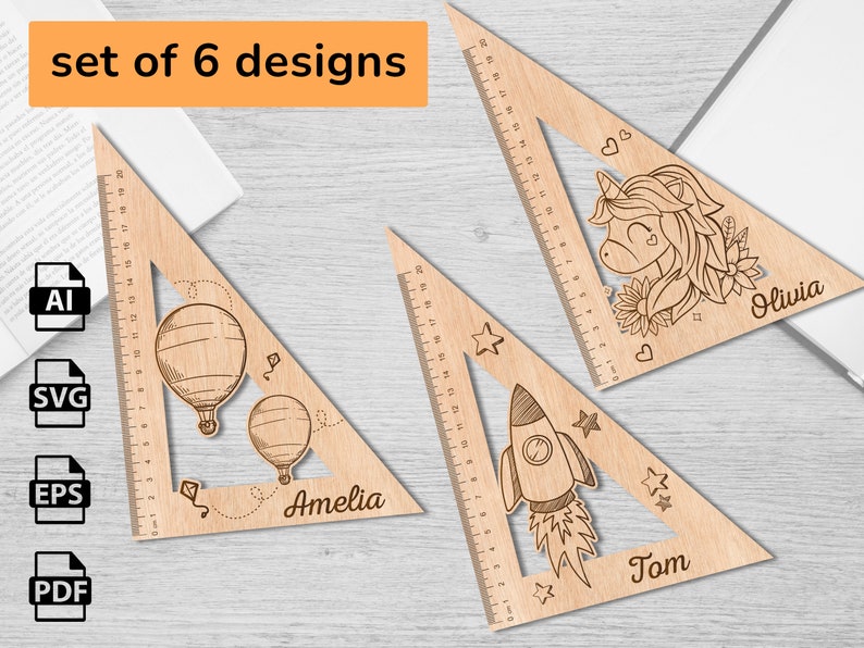 Triangle Ruler for Kids | School Teacher Svg Pdf Ai Eps File Engraved ...