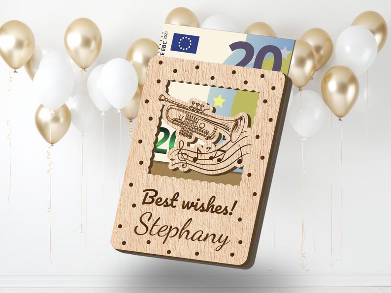 Personalized Trumpet Music Notes Case Gift Card Holder Money | Name ...