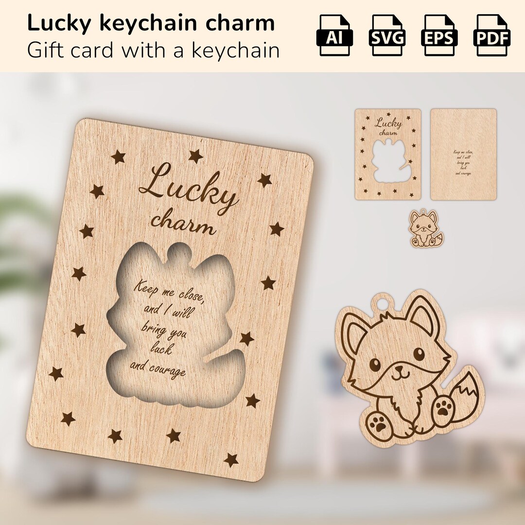 Fox Lucky Keychain Charm | Gift for Birthday, Mom, Dad, Friend | Laser ...