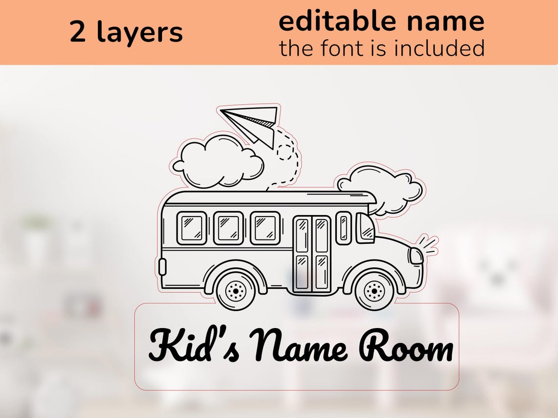 School Bus Name Sign | Interior Decor | Laser Cut Design | for Kids ...