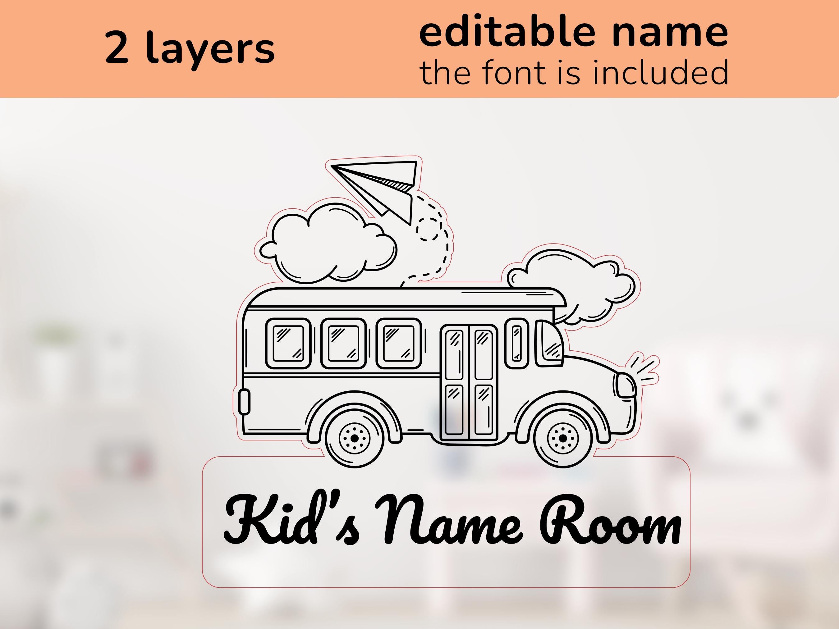 School Bus Name Sign | Interior Decor | Laser Cut Design | for Kids ...