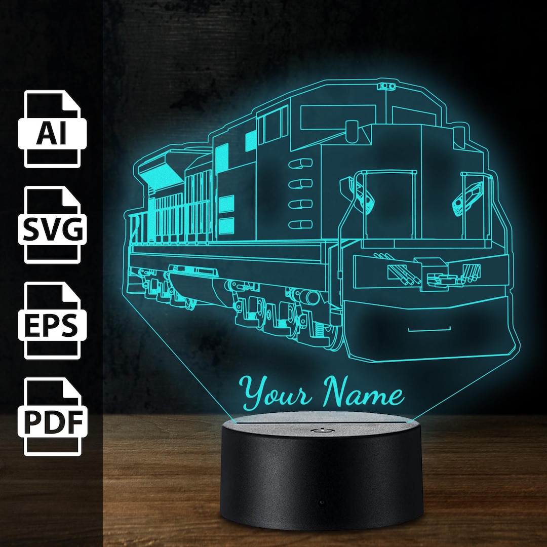 Locomotive Train Transport Railway Personalized 3D Lamp Acrylic Led ...