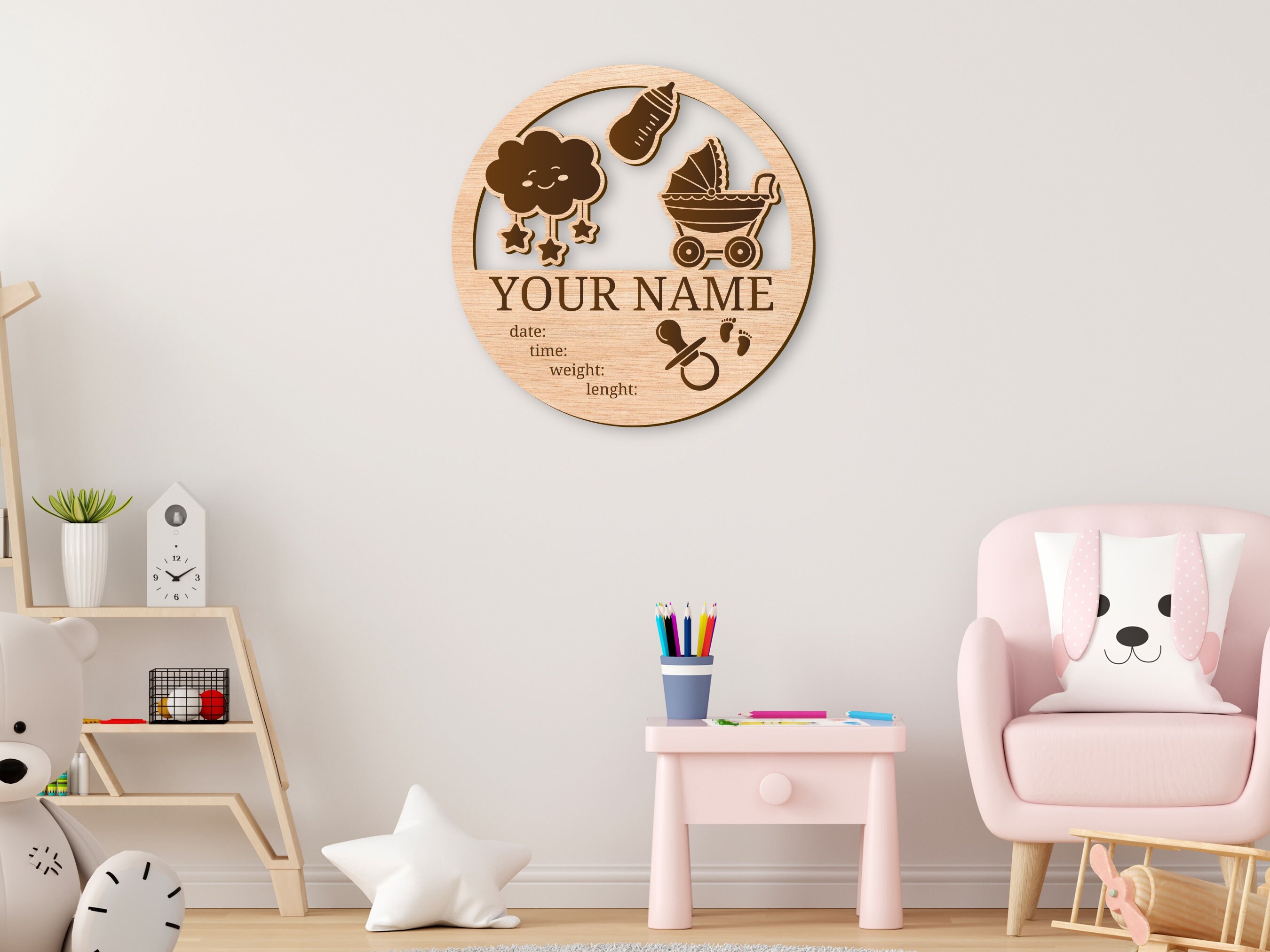 Newborn Baby Hospital Name Sign Interior Decor Laser Cut Design for ...