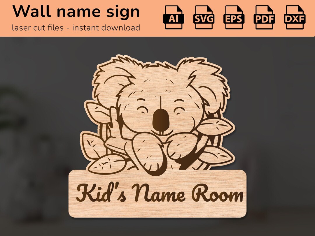 Koala Animal Name Sign | Interior Decor | Laser Cut Design | for Kids ...