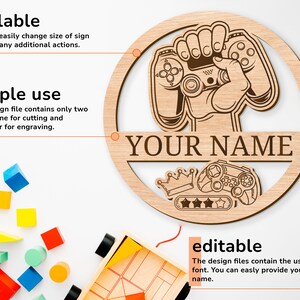Gamepad in Hand Video Game Gaming Gamer Name Sign | Interior Decor ...