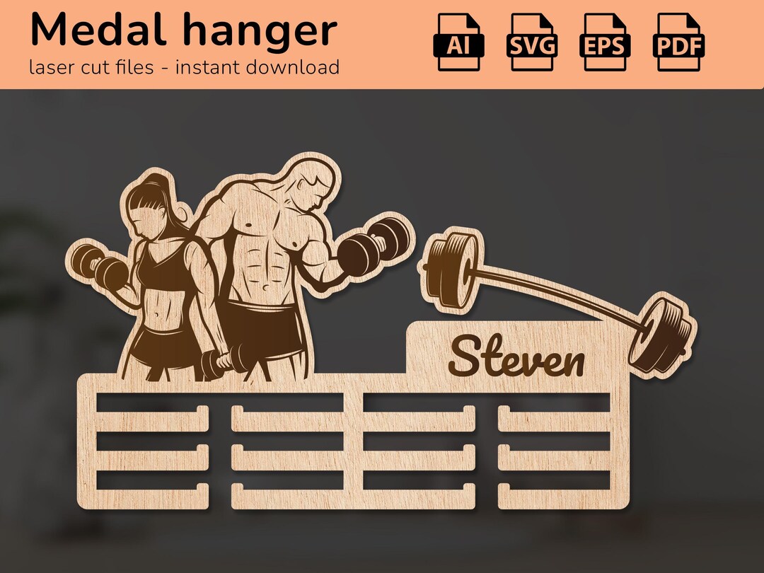 Gym Training Medal Holder Hanger Wall Award Name Sign | Interior Decor ...