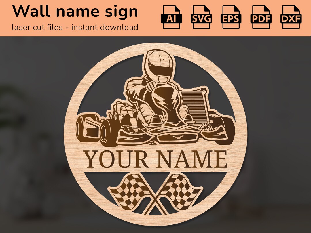 Karting Race Car Name Sign Vehicles Road Route | Interior Decor | Laser ...