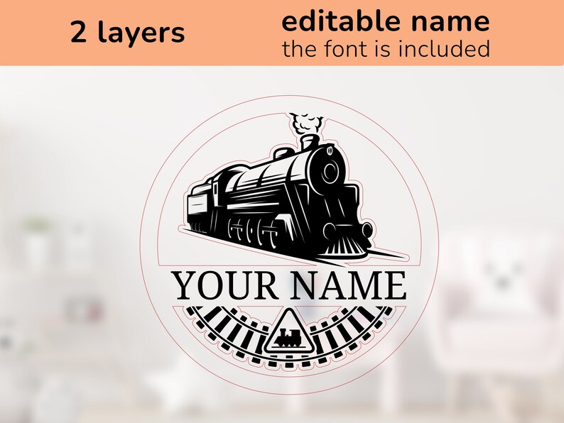 Train Locomotive Railway Name Sign | Interior Decor | Laser Cut Design ...