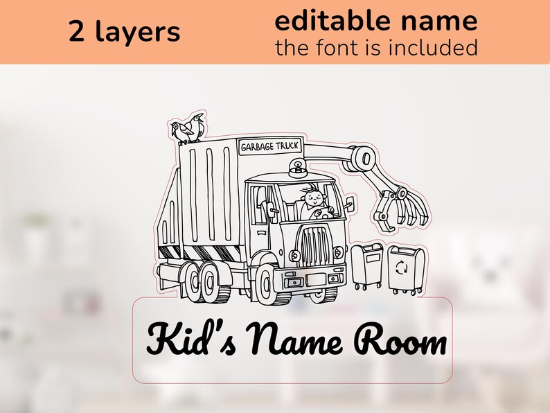 Garbage Truck Field Name Sign | Interior Decor | Laser Cut Design | for ...