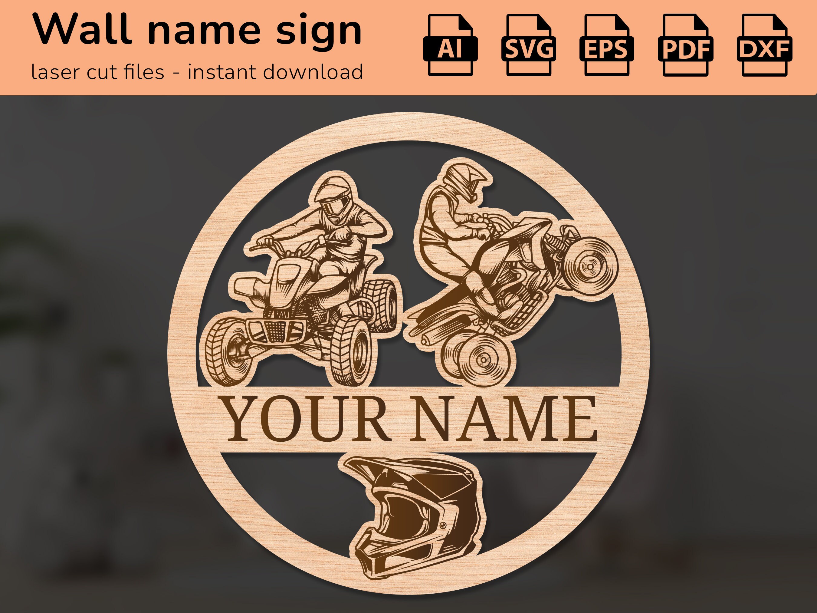 Off Road Quad Bikes Name Sign Vehicles Road Route | Interior Decor ...