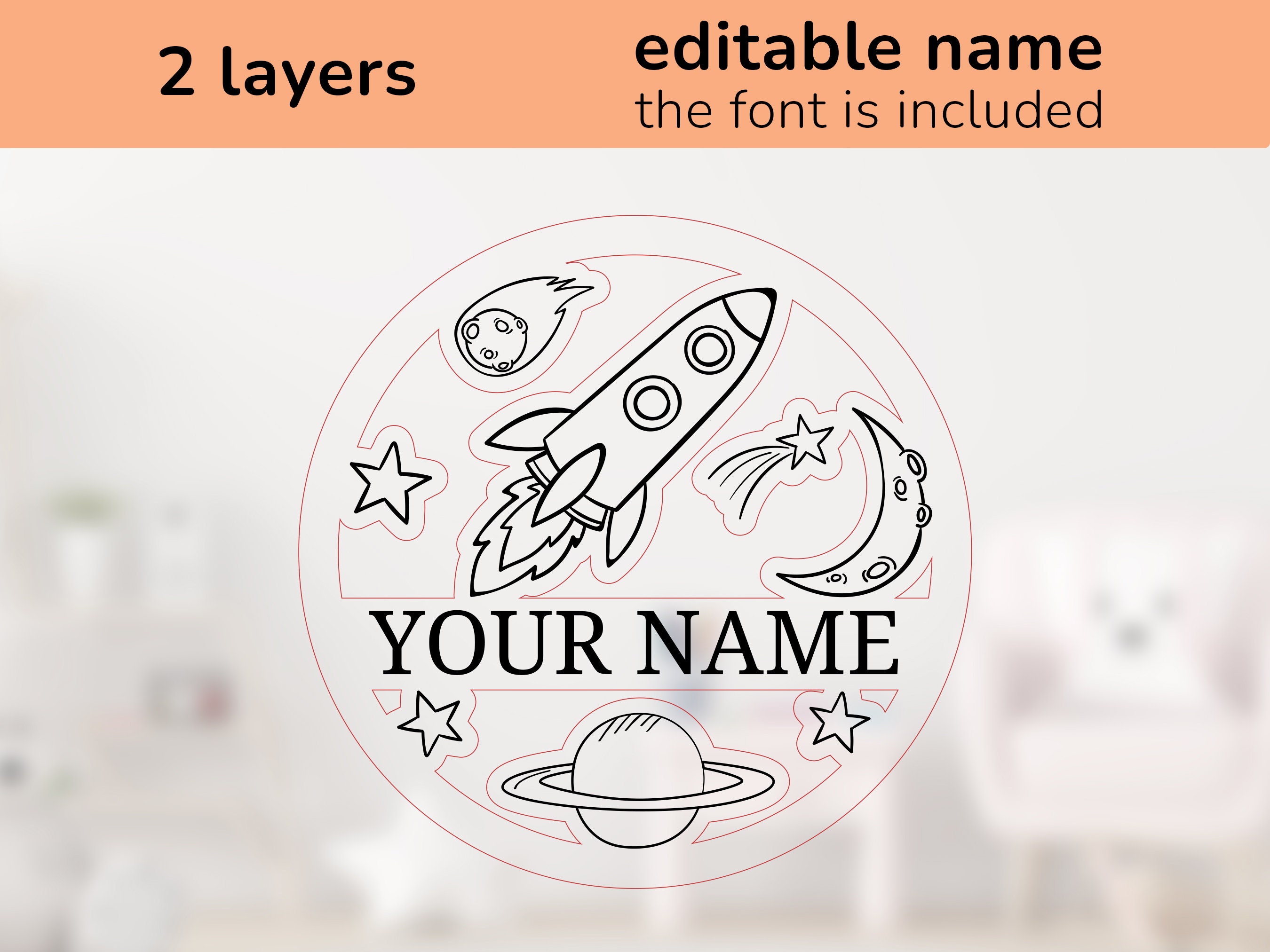 Rocket Aerospace Galaxy Name Sign | Interior Decor | Laser Cut Design ...