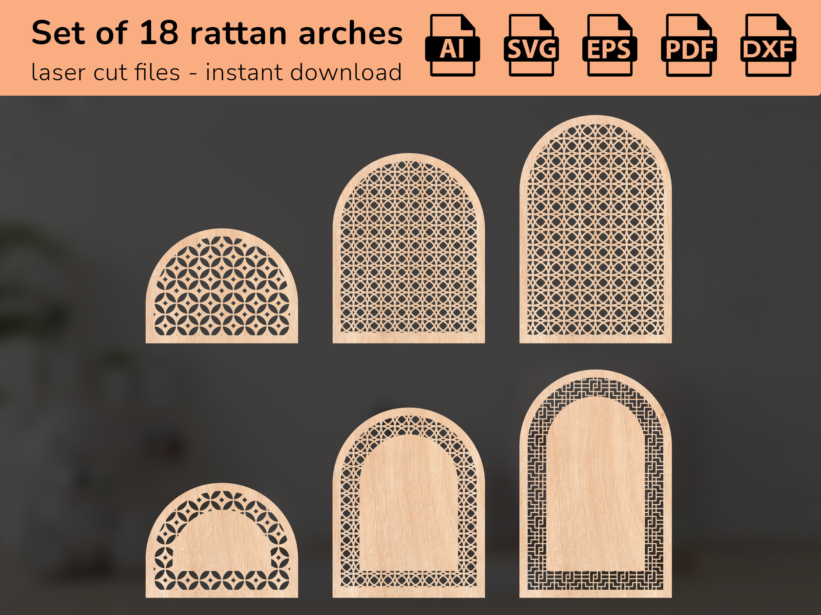 Rattan Arch SVG Laser Cut Files Arched Frame Backer Boho - Etsy