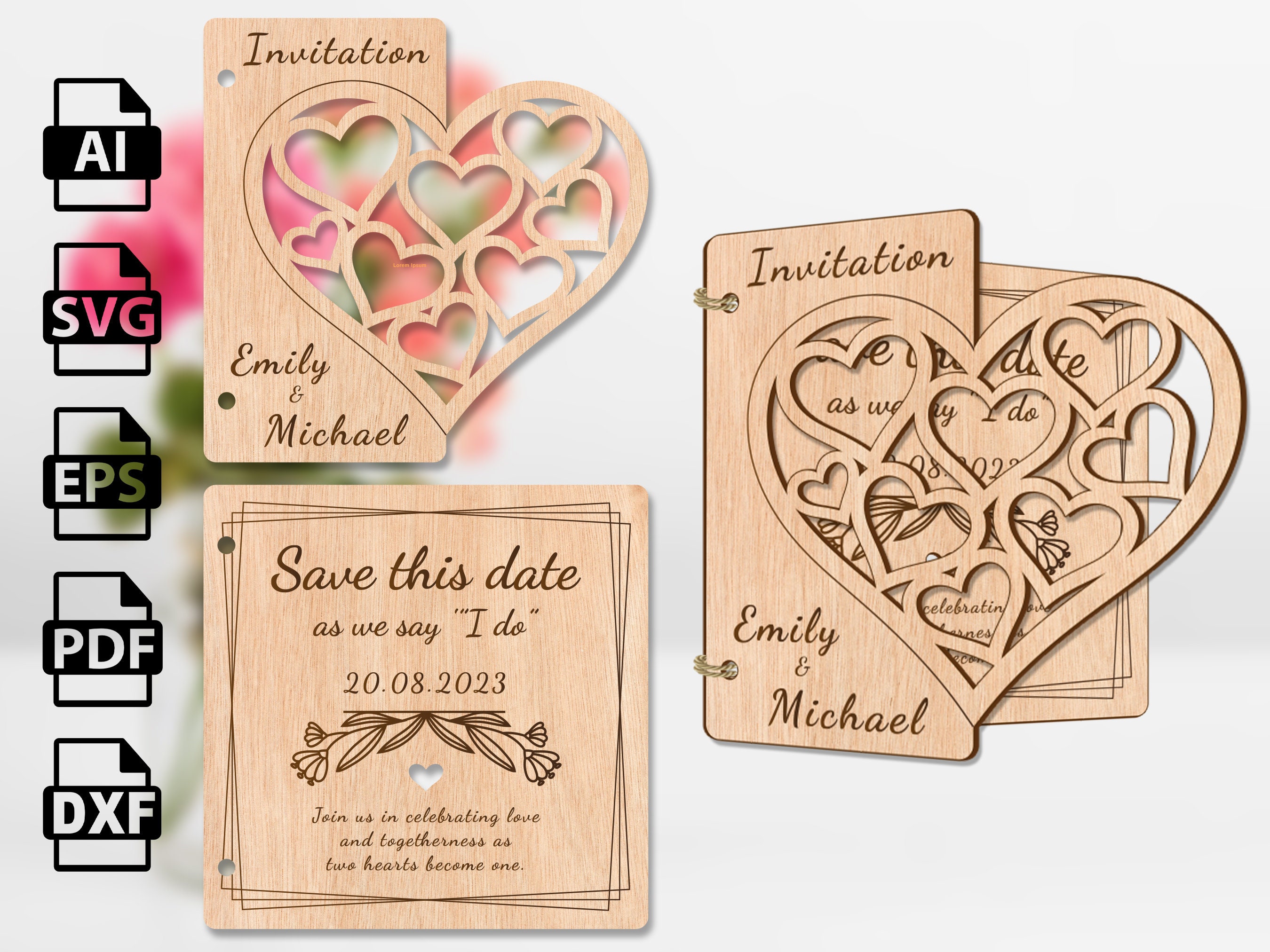 Invitation Lasercut File for Wedding Birthday Engagement Baby Shower ...