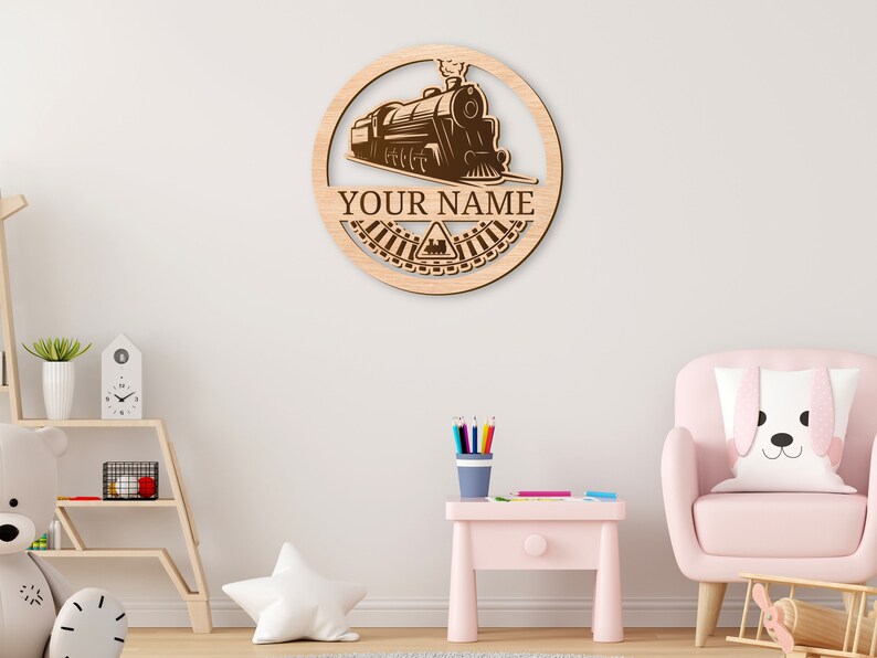 Train Locomotive Railway Name Sign | Interior Decor | Laser Cut Design ...