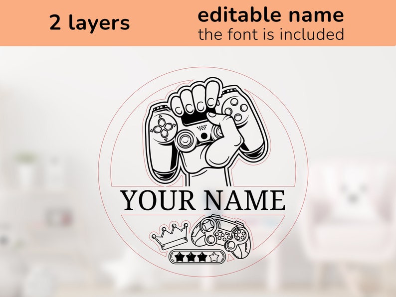 Gamepad in Hand Video Game Gaming Gamer Name Sign | Interior Decor ...