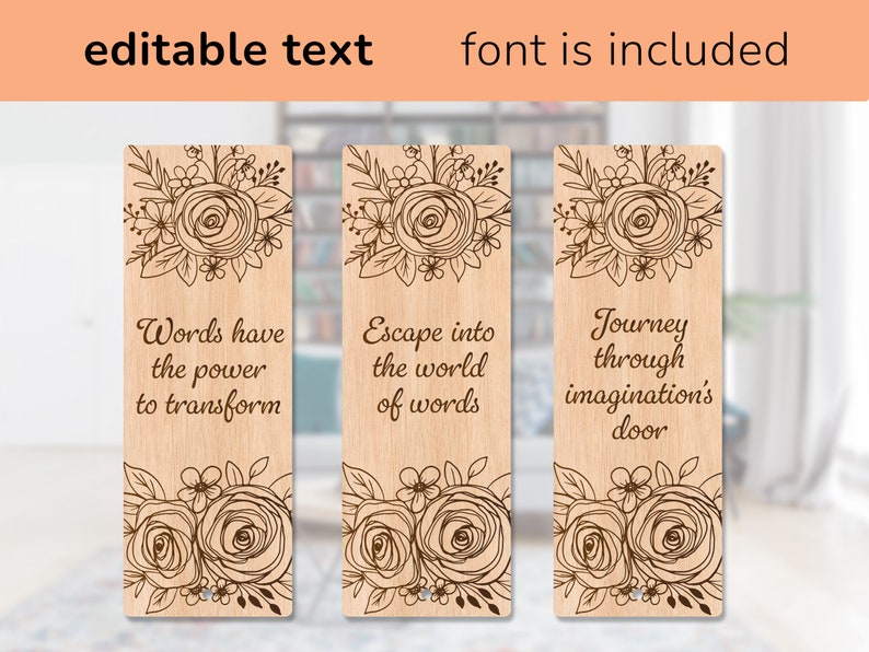 Floral Bookmark Bundle Set of 10 Svg Wooden Template Engraved Laser Cut ...
