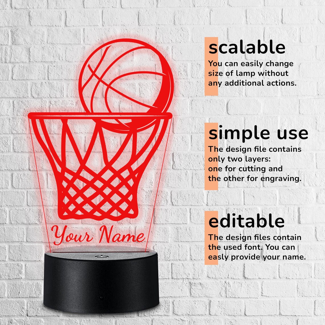 Basketball Play Game Personalized 3D Lamp Acrylic Led Light | Laser Cut ...