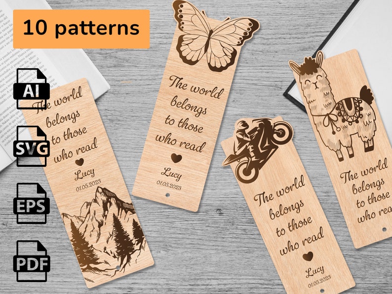 Laser Cut Wooden Bookmarks Svg Pdf Ai Eps File Engraved - Etsy