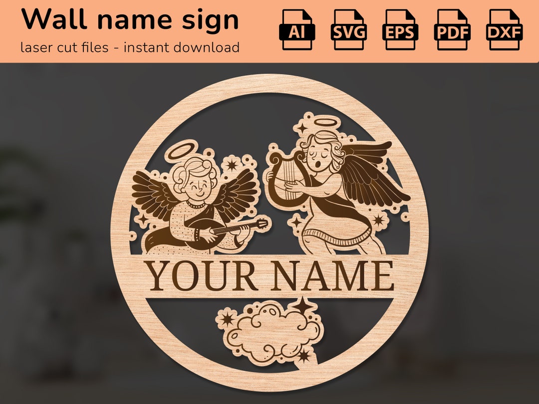 Angels Nursery Wall Name Sign | Interior Decor | Laser Cut Design | for ...