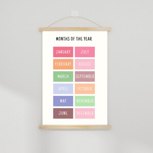 Months of the Year Poster, Chart, Montessori Classroom Decor, Toddler ...