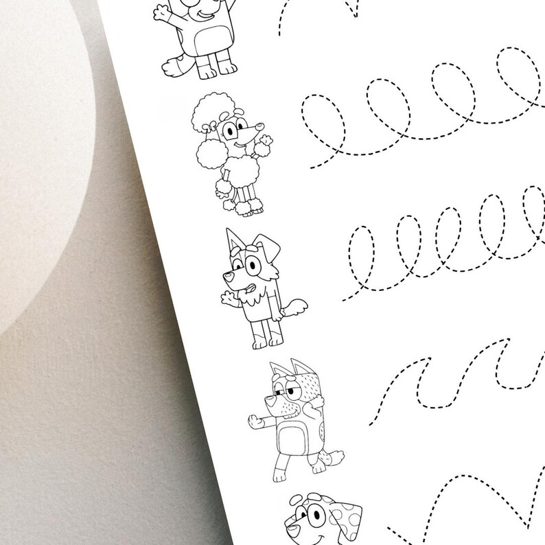 13 Printable BLUEY Coloring Pages for Kids, Tracing Exercises, Toddlers ...