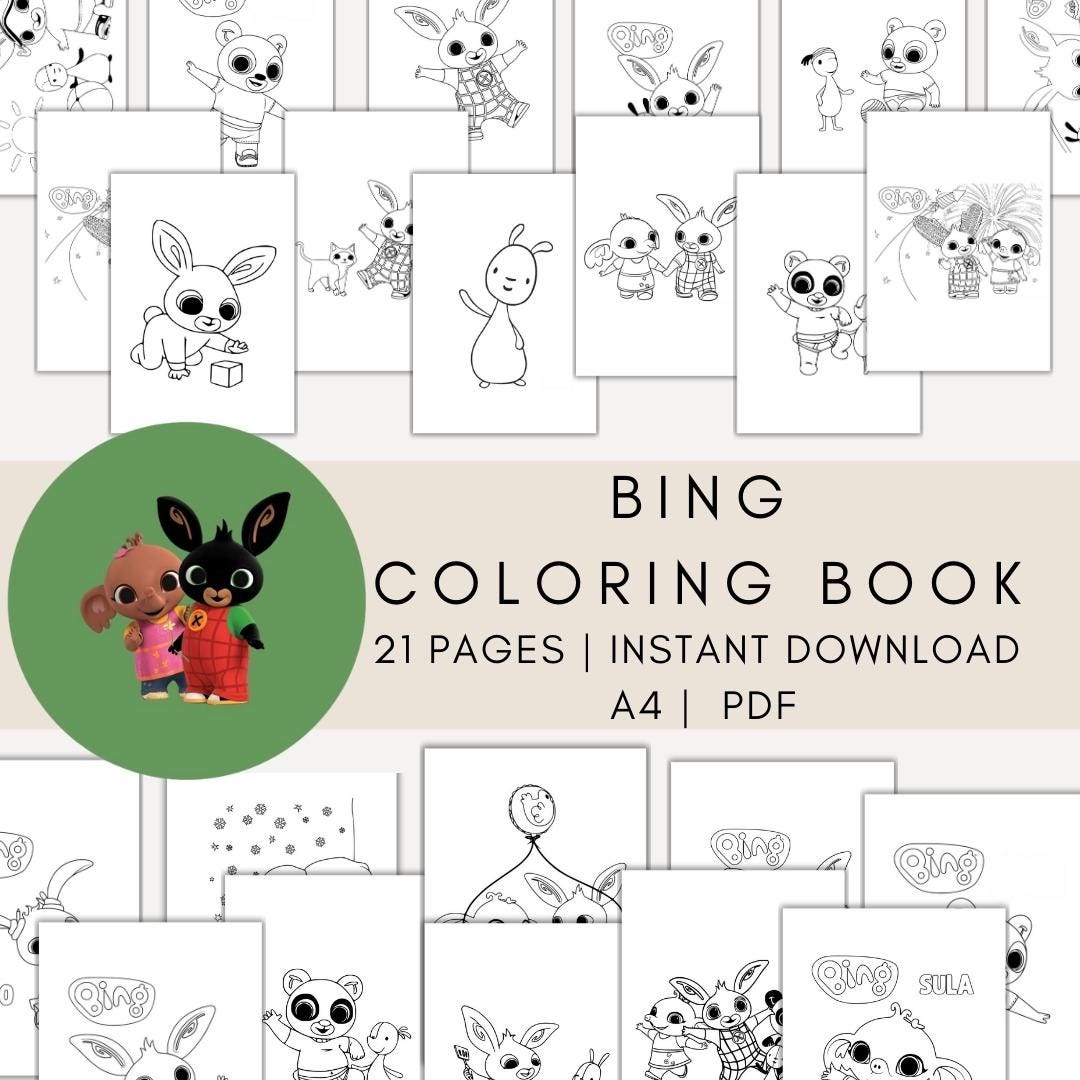 21 Printable BING Coloring Pages for Kids, Toddlers, Coloring Book ...