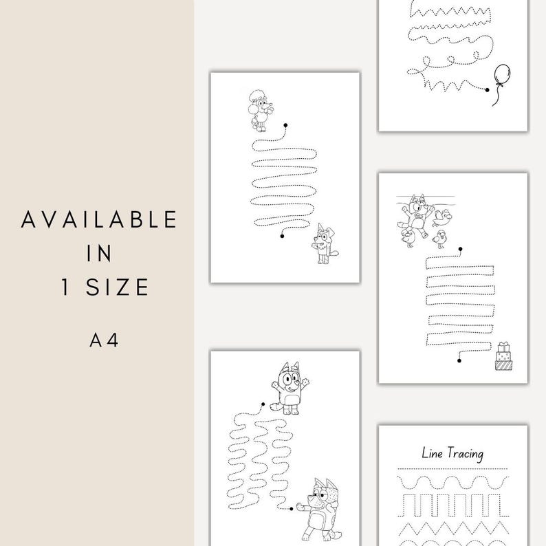 13 Printable BLUEY Coloring Pages for Kids, Tracing Exercises, Toddlers ...