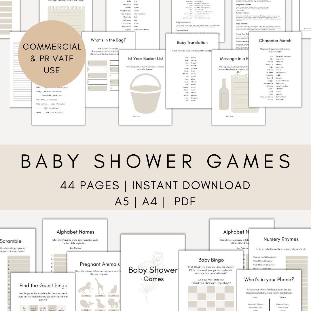 Baby Shower Games Book Printable Printable Game Book for Mums 44 Pages ...