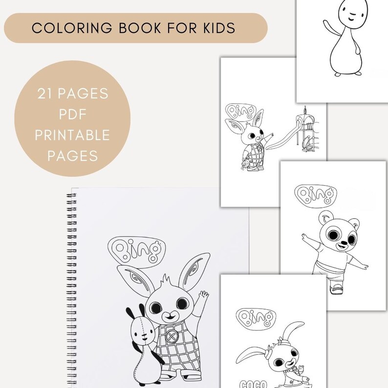 21 Printable BING Coloring Pages for Kids, Toddlers, Coloring Book ...